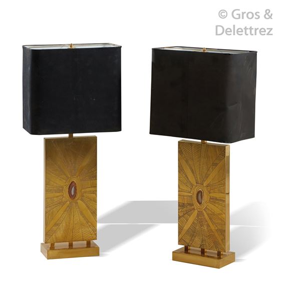 George Mathias | Paire de lampes en laiton et pierre dure | MutualArt