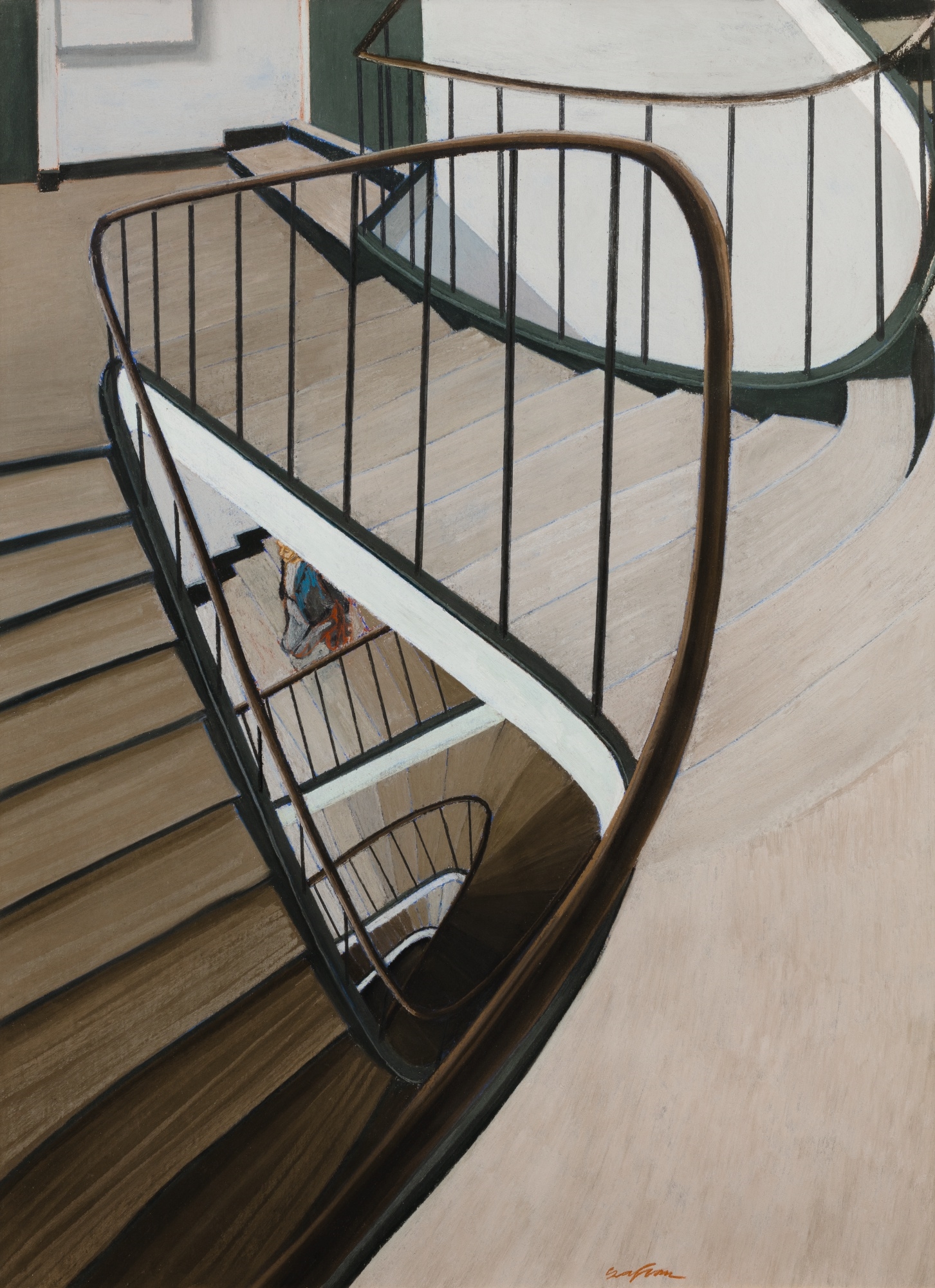 Sam Szafran | ESCALIER RUE DE SEINE (AUTOPORTRAIT) (Circa 1974) | MutualArt