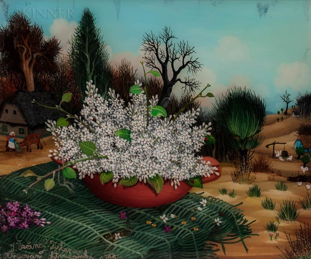 Ivan Večenaj | Ivan Vecenaj (Croatian, 1920-2013) Bowl of Lilacs in a ...