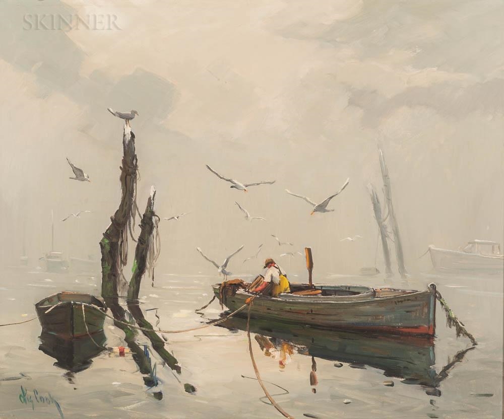 Otis Cook | Otis Pierce Cook (American, 1900-1980) Fisherman in Dory at ...