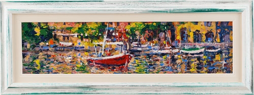 Beppe Gallo | Portofino, calata e gozzo rosso (2018) | MutualArt