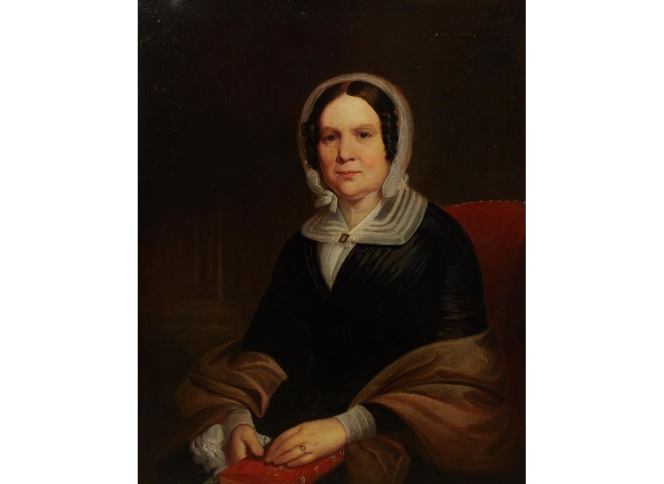 Frederick R. Spencer | Portrait of a Woman with a Lace Scarf | MutualArt