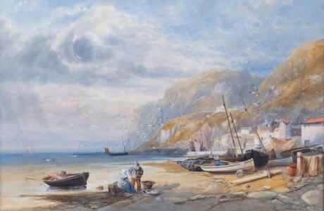 James Burrell Smith | Beached Fishing Boats (1883) | MutualArt