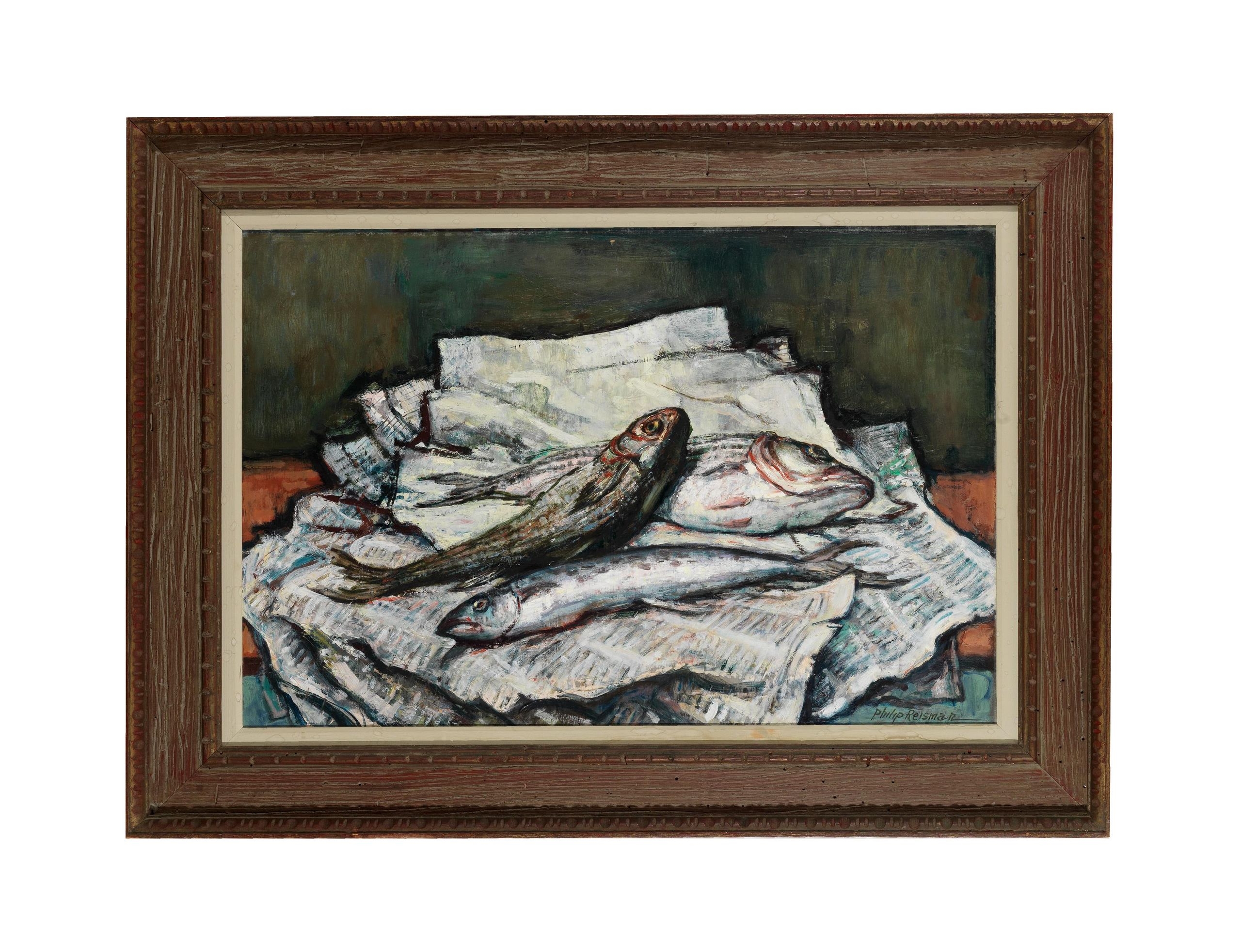 Philip Reisman | Fish on newspaper | MutualArt
