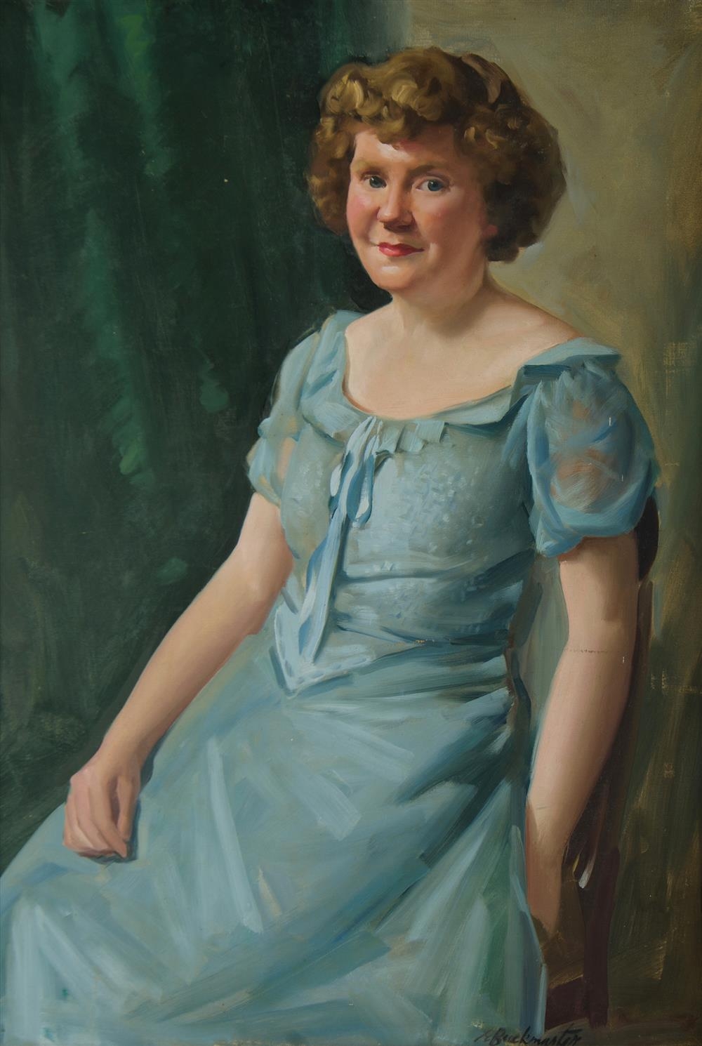 Ernest Buckmaster | Portrait of a Woman in a Blue Dress | MutualArt