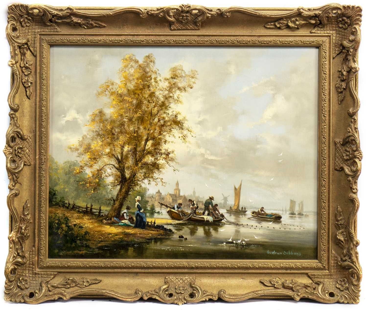 Gudrun Sibbons | COASTAL SCENE WITH FIGURES AND BOATS | MutualArt