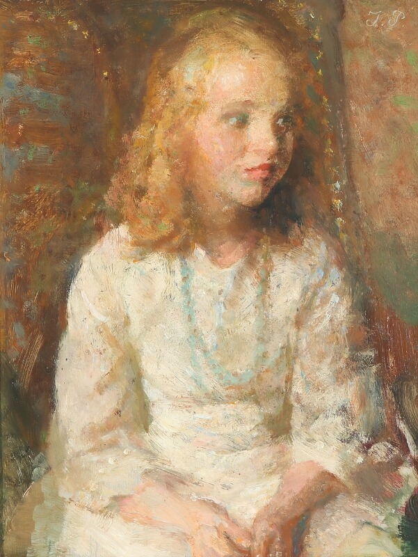 Julius Paulsen | Portrait of a girl in a white dress | MutualArt