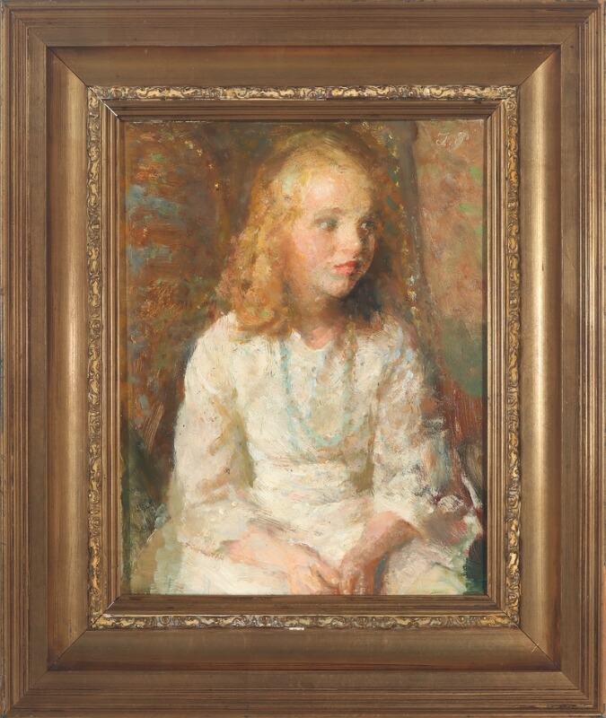 Julius Paulsen | Portrait of a girl in a white dress | MutualArt