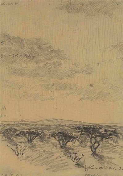 Carl Adolf Erwin Ossman | Extensive Landscape with Acacia Trees (28 ...