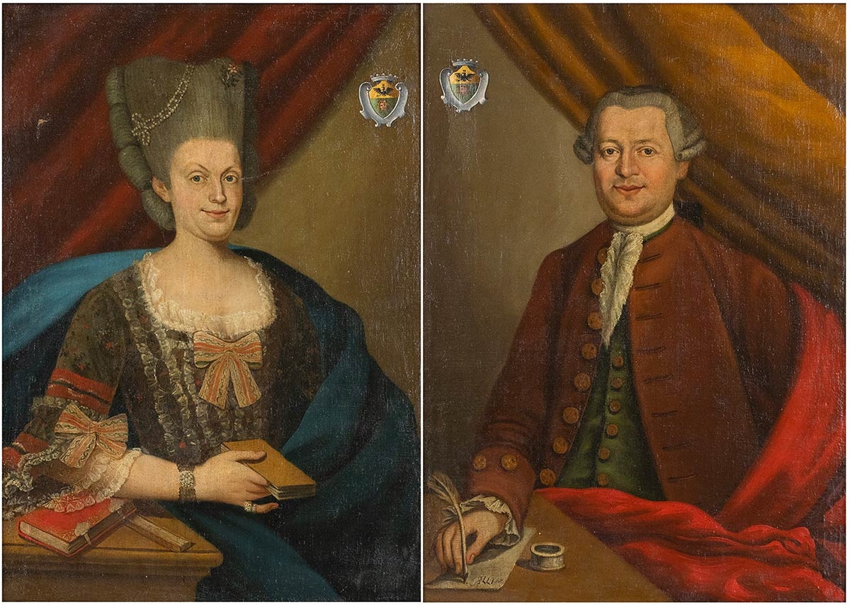 Piedmontese School, 18th Century | Two Works: Couple of portraits of ...