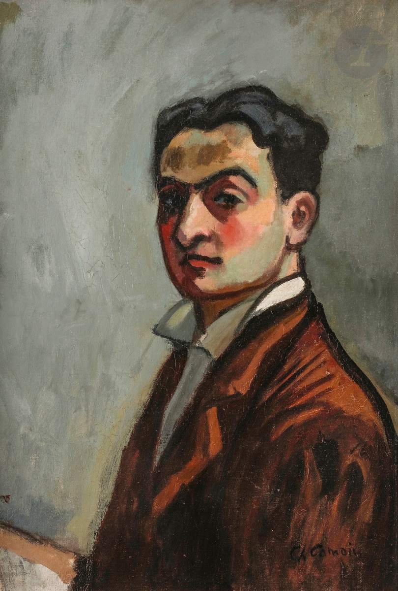 Charles Camoin | Brune debout au châle, fond bleu (1913) | MutualArt