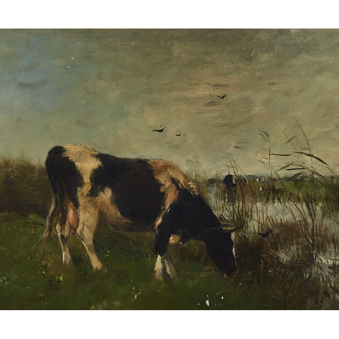 Willem Maris | Cattle grazing near a farm (1877 - 1880) | MutualArt