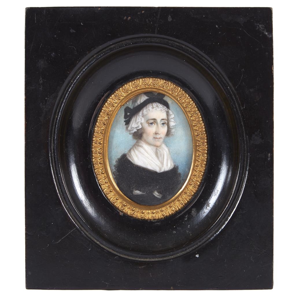 Thomas Hazlehurst | Portrait miniature of a lady with bonnet | MutualArt