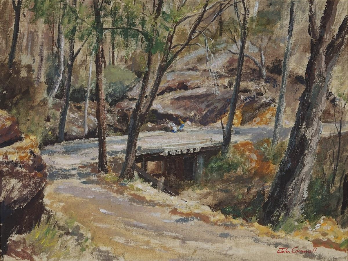 John Cornwell | Children Fishing on a Bridge | MutualArt