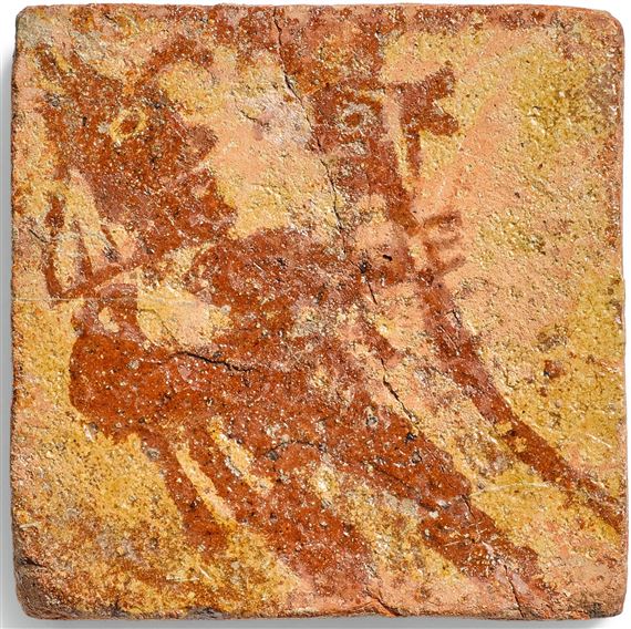 French School, 14th Century | TILE DEPICTING A JESTER (14th Century ...