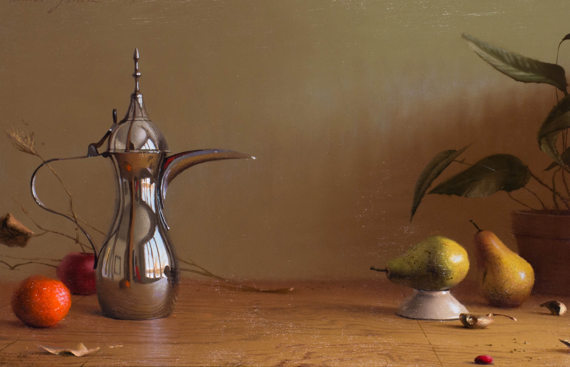 Daniel Sprick | Still Life with Fruit and a Silver Turkish Teapot (1993 ...