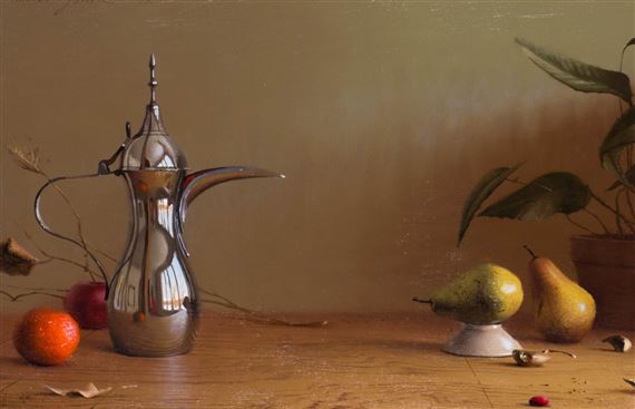 Daniel Sprick | Still Life with Fruit and a Silver Turkish Teapot (1993 ...