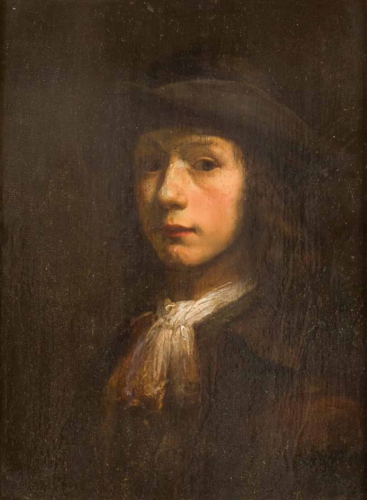Jacobus Levecq | Portrait de jeune garçon au chapeau | MutualArt