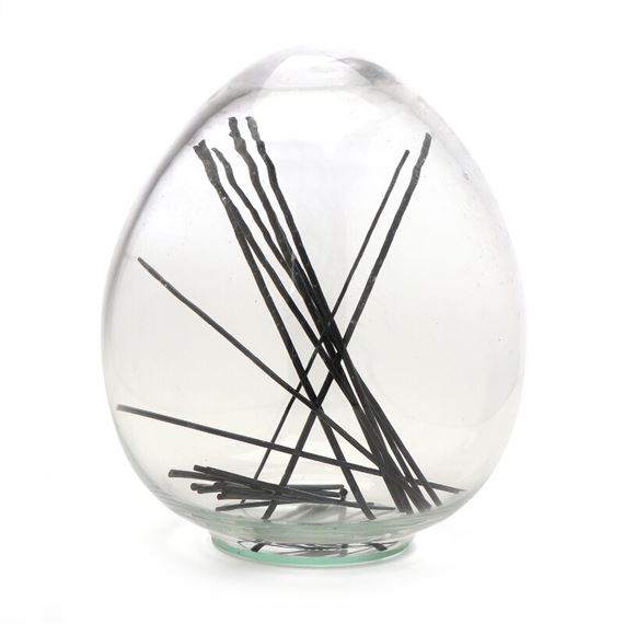 Monica Backström | Clear glass object in the shape of an egg, inlaid ...