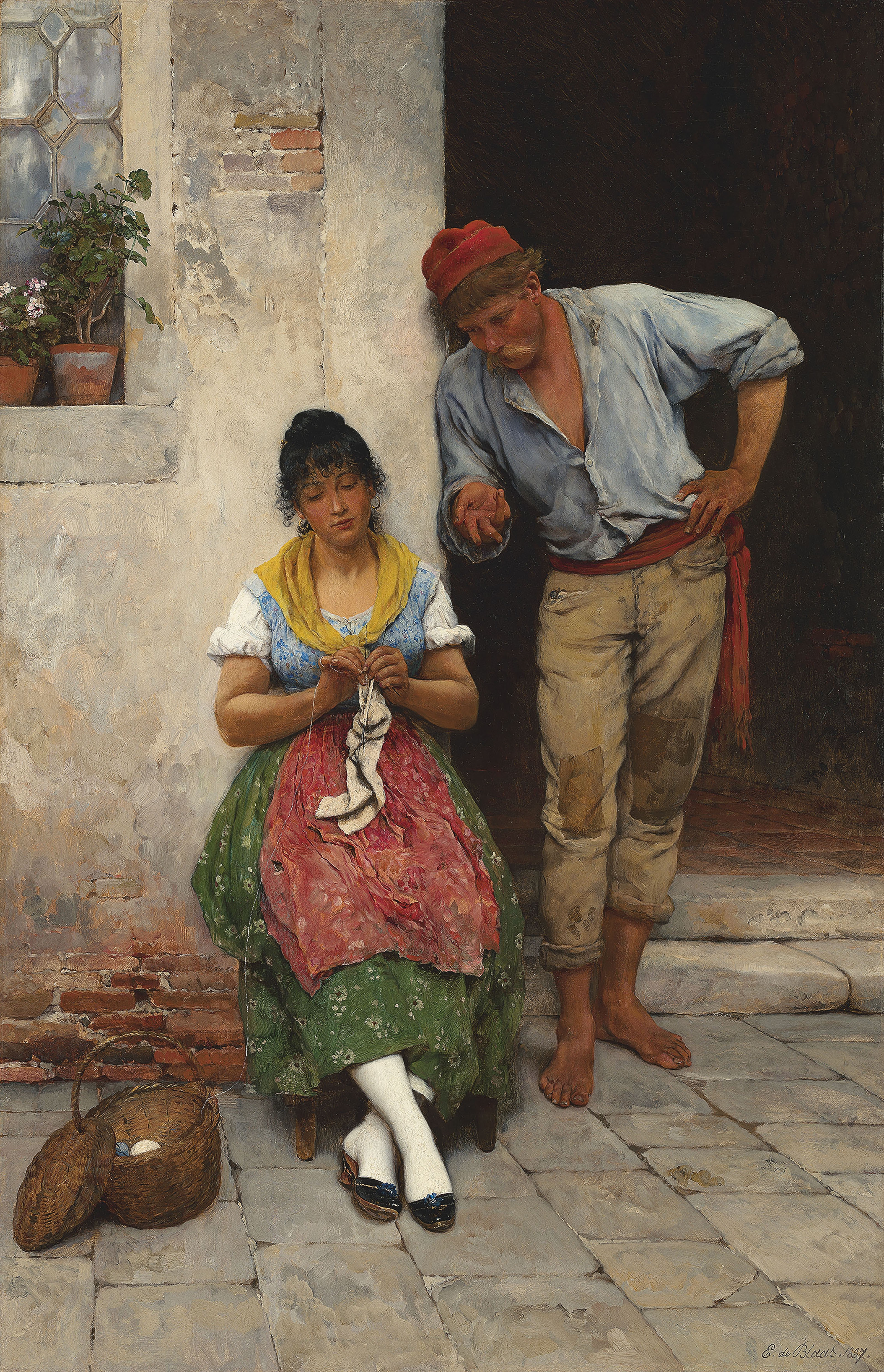 Eugene de Blaas | The courtship (1887) | MutualArt
