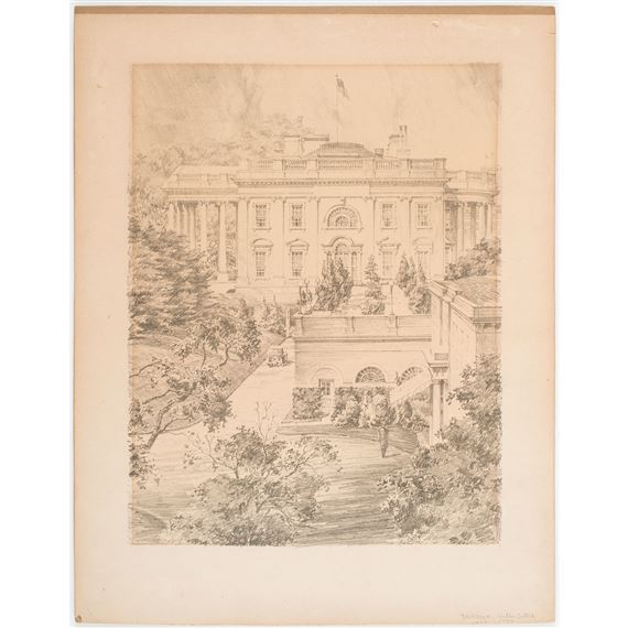 Helen Gatch Durston | Pencil Drawing of the White House (20th Century ...