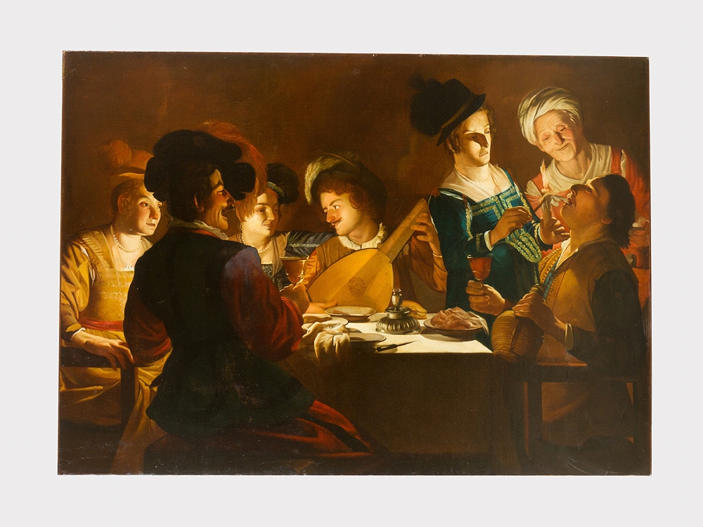Gerrit Van Honthorst | Elegant company playing music and feasting at ...