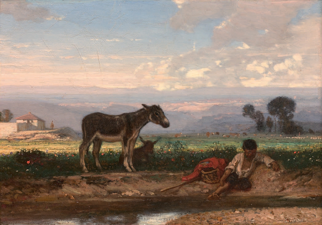 Alexandre-Gabriel Decamps | Oriental Family by the Riverside | MutualArt