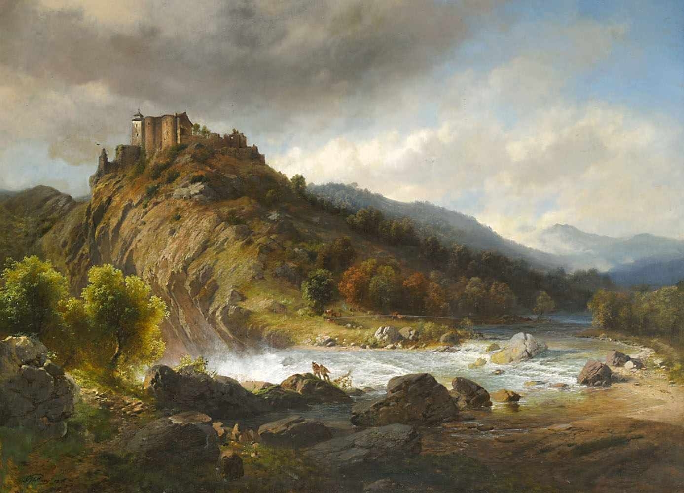 Karl Millner | Isartal mit Burg Schwaneck (1856) | MutualArt