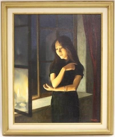 Meng Luding | PORTRAIT OF A WOMAN WITH CANDLE BELIEVED TO BE THE ARITST ...