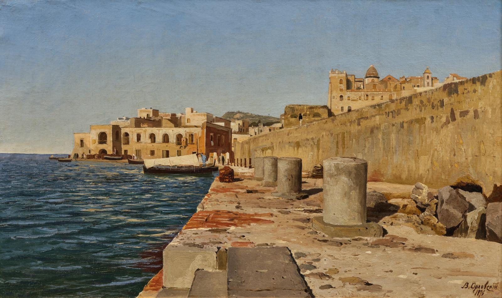 Vladimir Orlovsky | Italian Harbour Scene (1874) | MutualArt