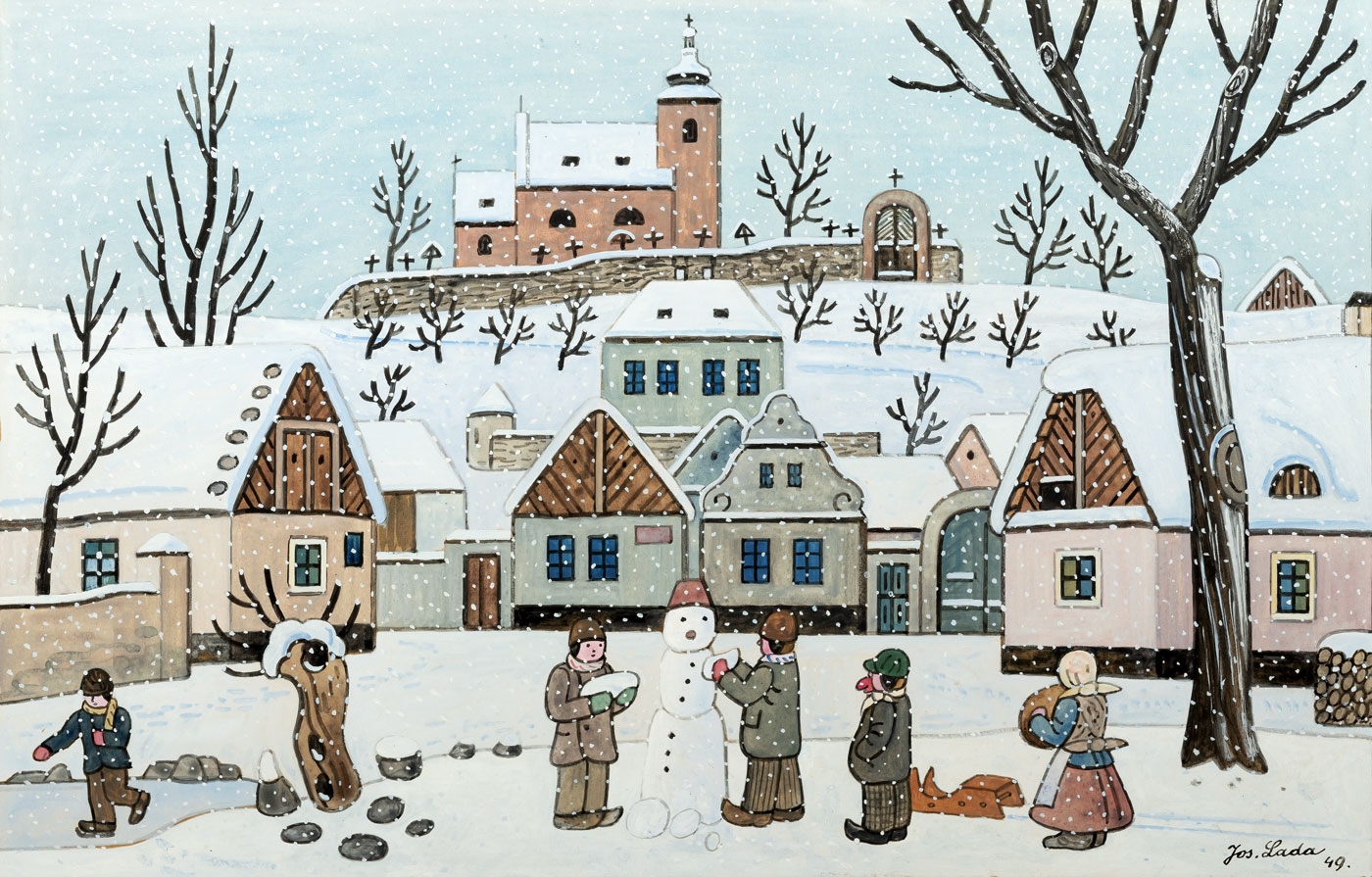 Josef Lada | Building a Snowman (1949) | MutualArt