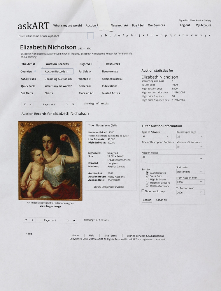 Elizabeth Nicholson | Mother and child | MutualArt
