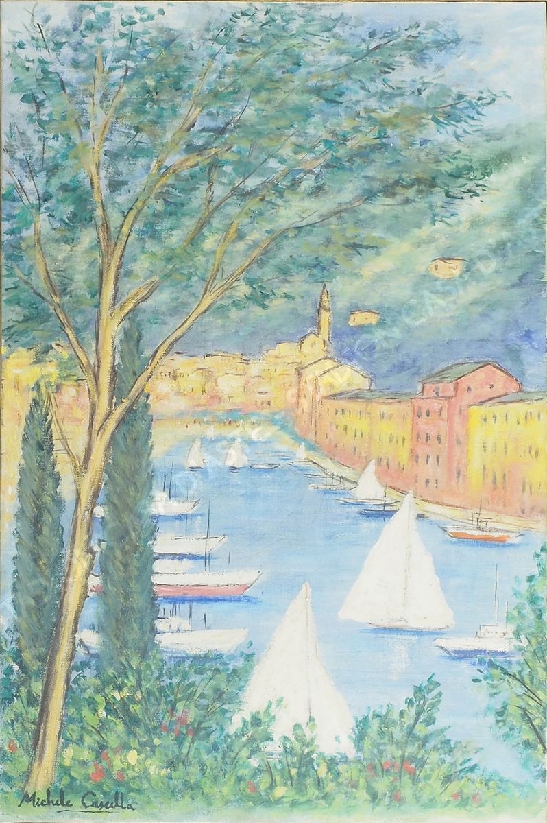 Michele Cascella | Veduta di Portofino dall’alto | MutualArt