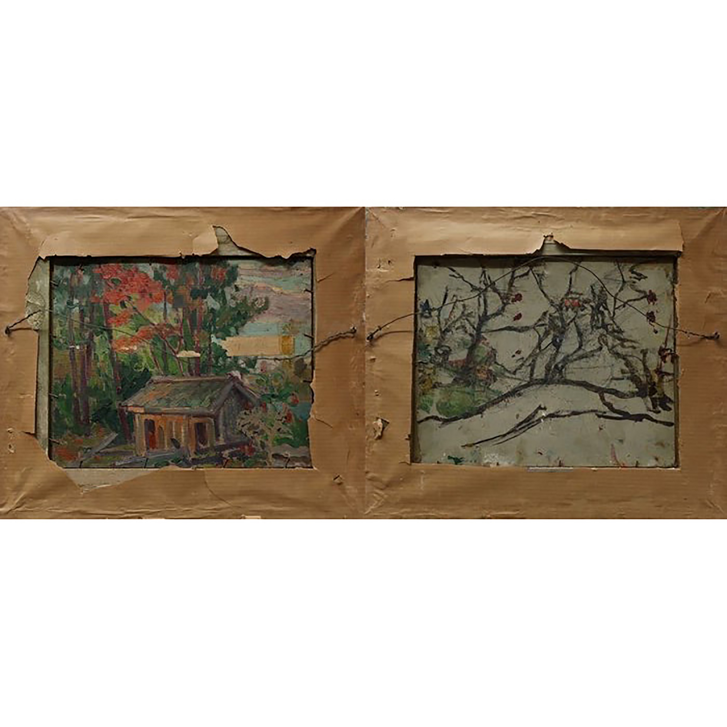 Lydia Fraser | WOODLANDS-OLD COTTAGE & STUMPS-BRANCHES | MutualArt