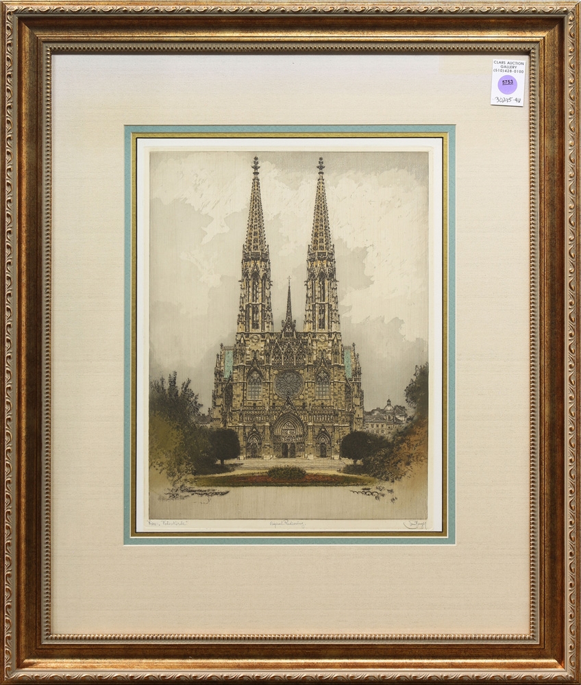 Emil Singer | Vienna Votiv Kirche etching pencil | MutualArt