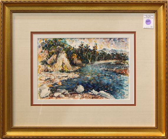 John August Dominique | Ventura River watercolor | MutualArt