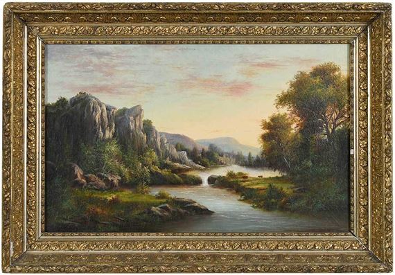 Wilhelm Frerichs | River Gorge with Cattle | MutualArt