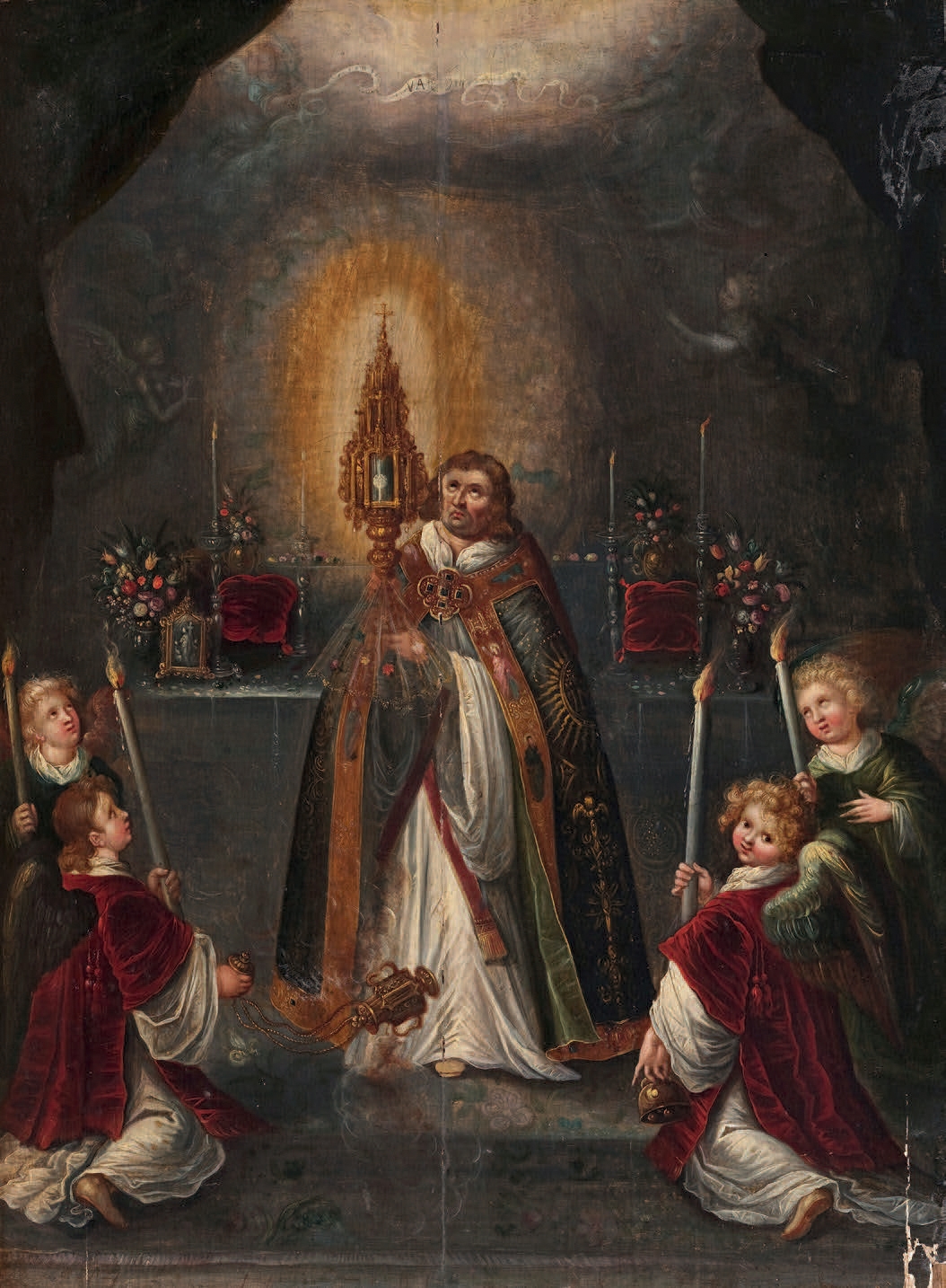 Louis de Caullery | Priest carrying the Blessed Sacrament surrounded by ...