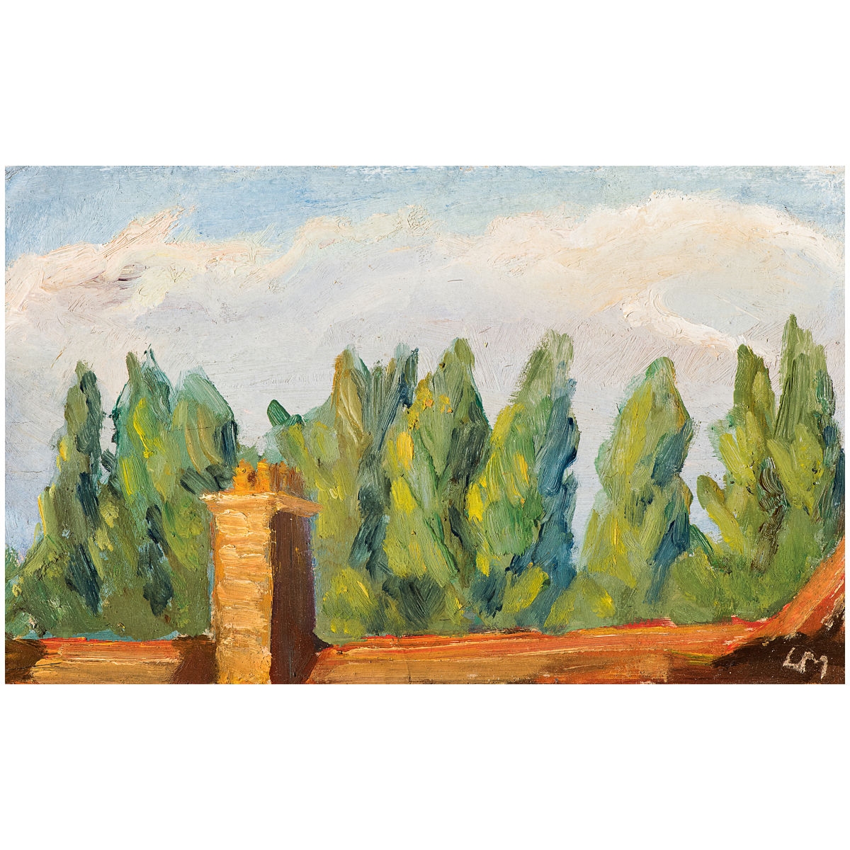Ludwig Meidner | Chimney in front of trees (1950 - 1955) | MutualArt