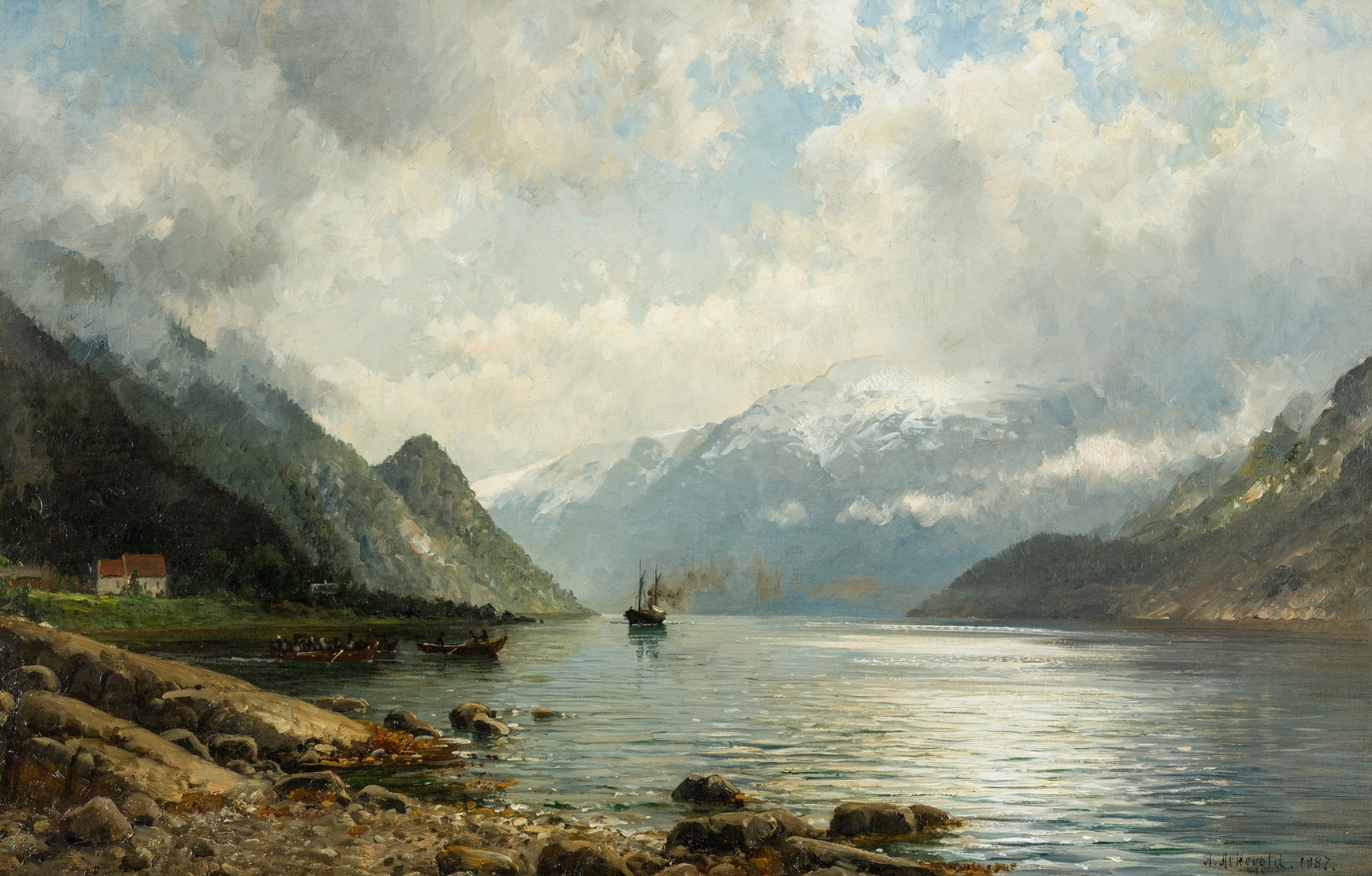 Anders Askevold | Fjordparti med Dampbåt (1887) | MutualArt