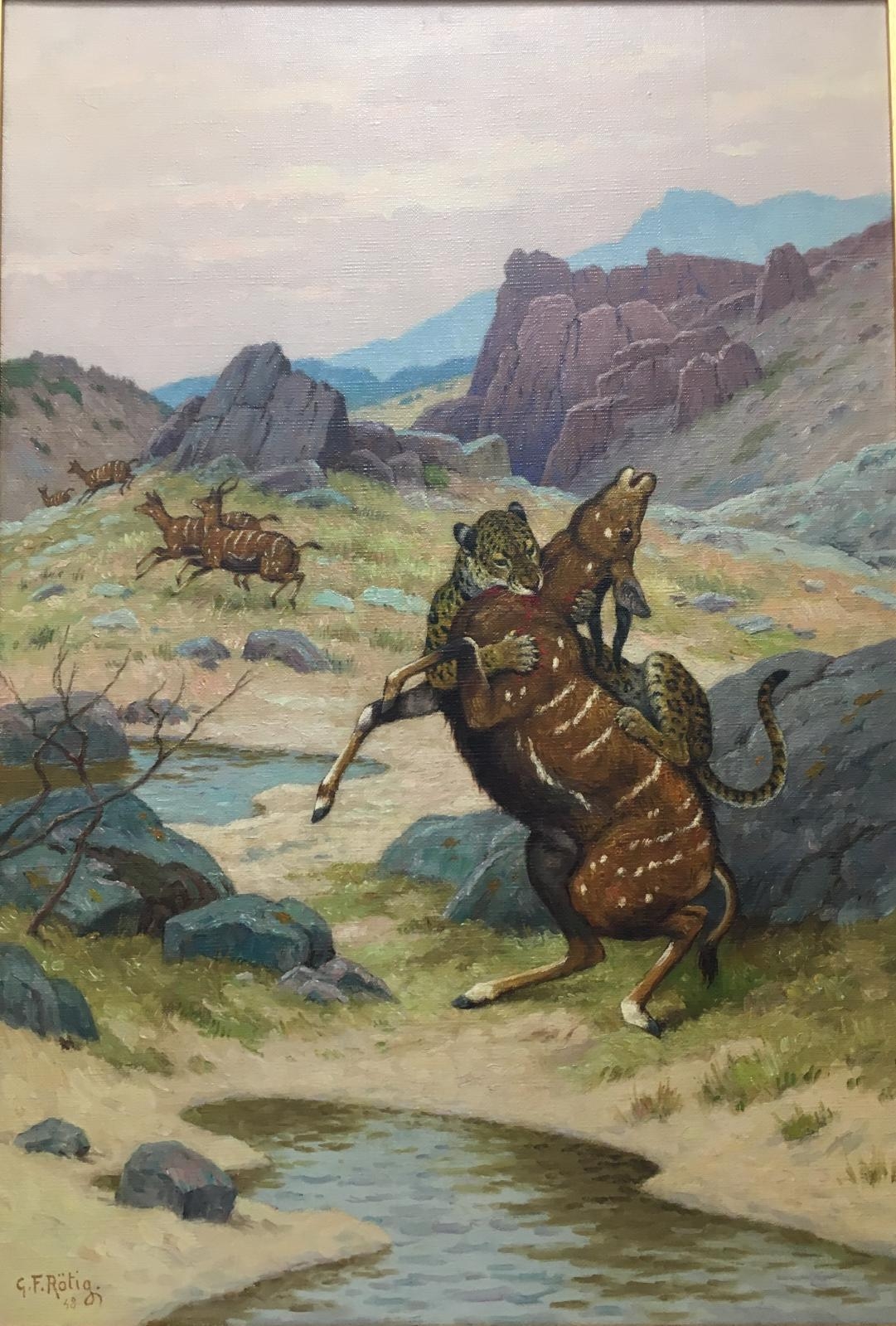 Georges Frédéric Rötig | Panthère et gazelle (1948) | MutualArt