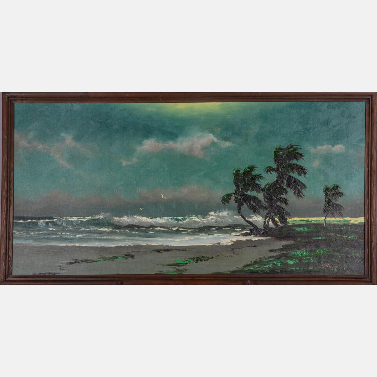 Harold Newton | Florida Highwaymen Beach Scene with Palm Trees | MutualArt