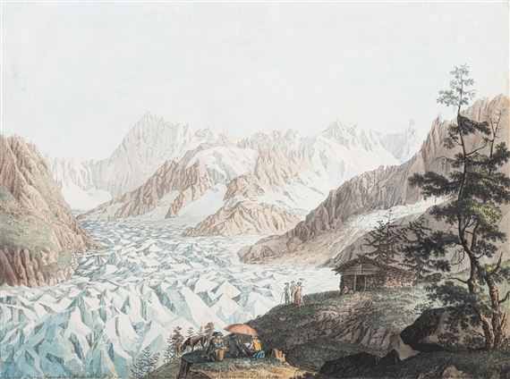 Carl Ludwig Hackert | Vue de la mer de Glace et de l'Hôpital de Blair ...