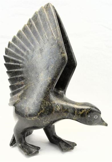 Ashevak Tunnillie | Crouching Bird with Raised Wings | MutualArt