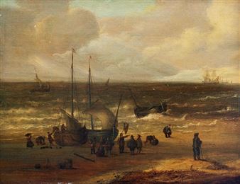 Van Diest Willem | Rough sea with ships | MutualArt