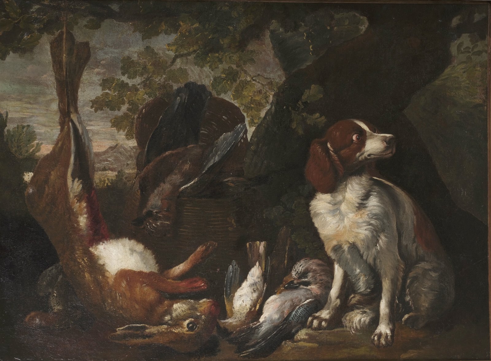 Franz Werner von Tamm | Chien et chat devant un trophée de chasse ...