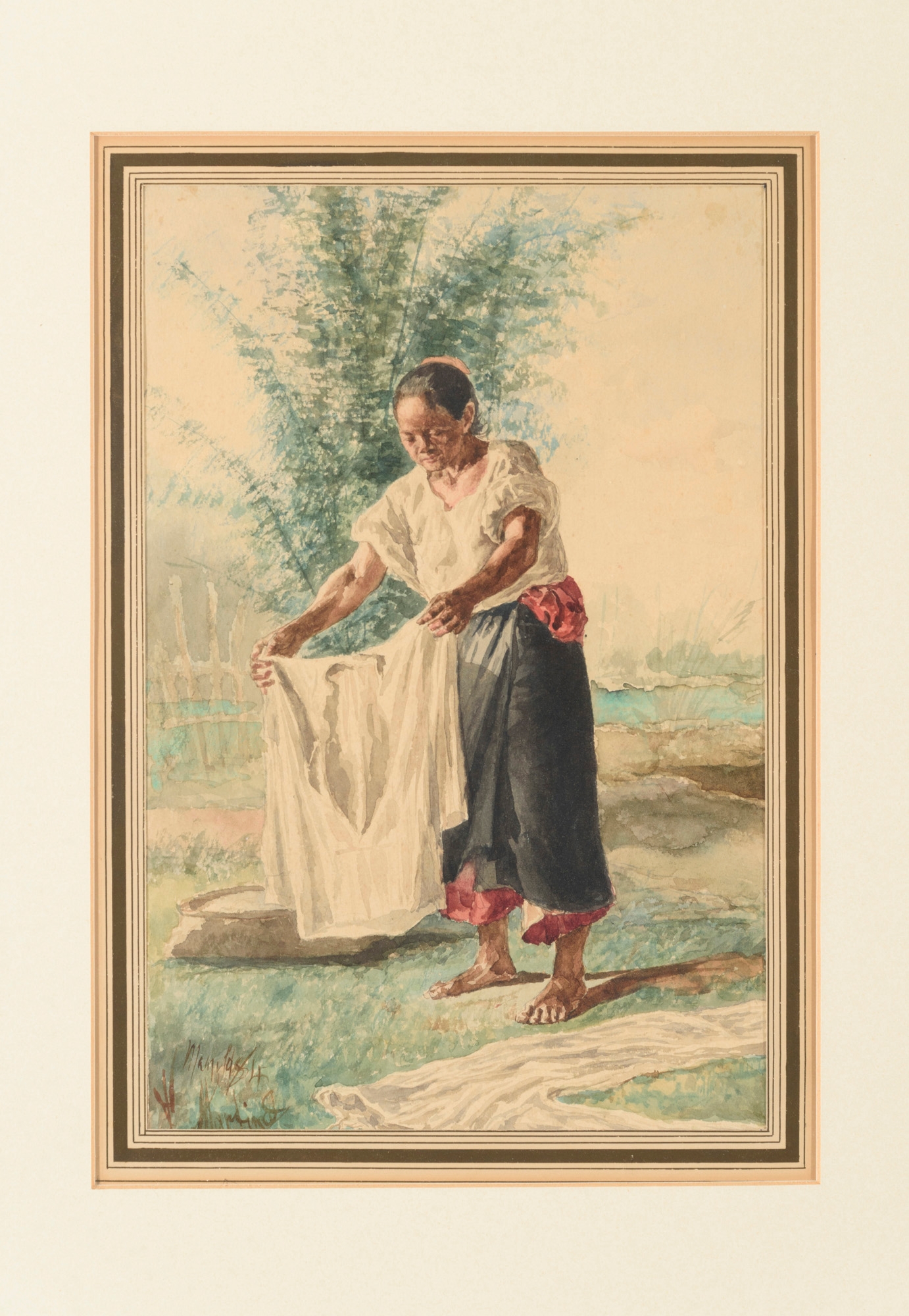 Felix Martinez Lorenzo | Two works: Campesino con gallo y Mujer Tagala ...