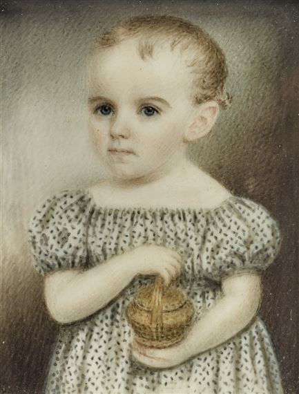 Mrs. Moses B. Russell | MINIATURE PORTRAIT OF GIRL IN A SPOTTED WHITE ...