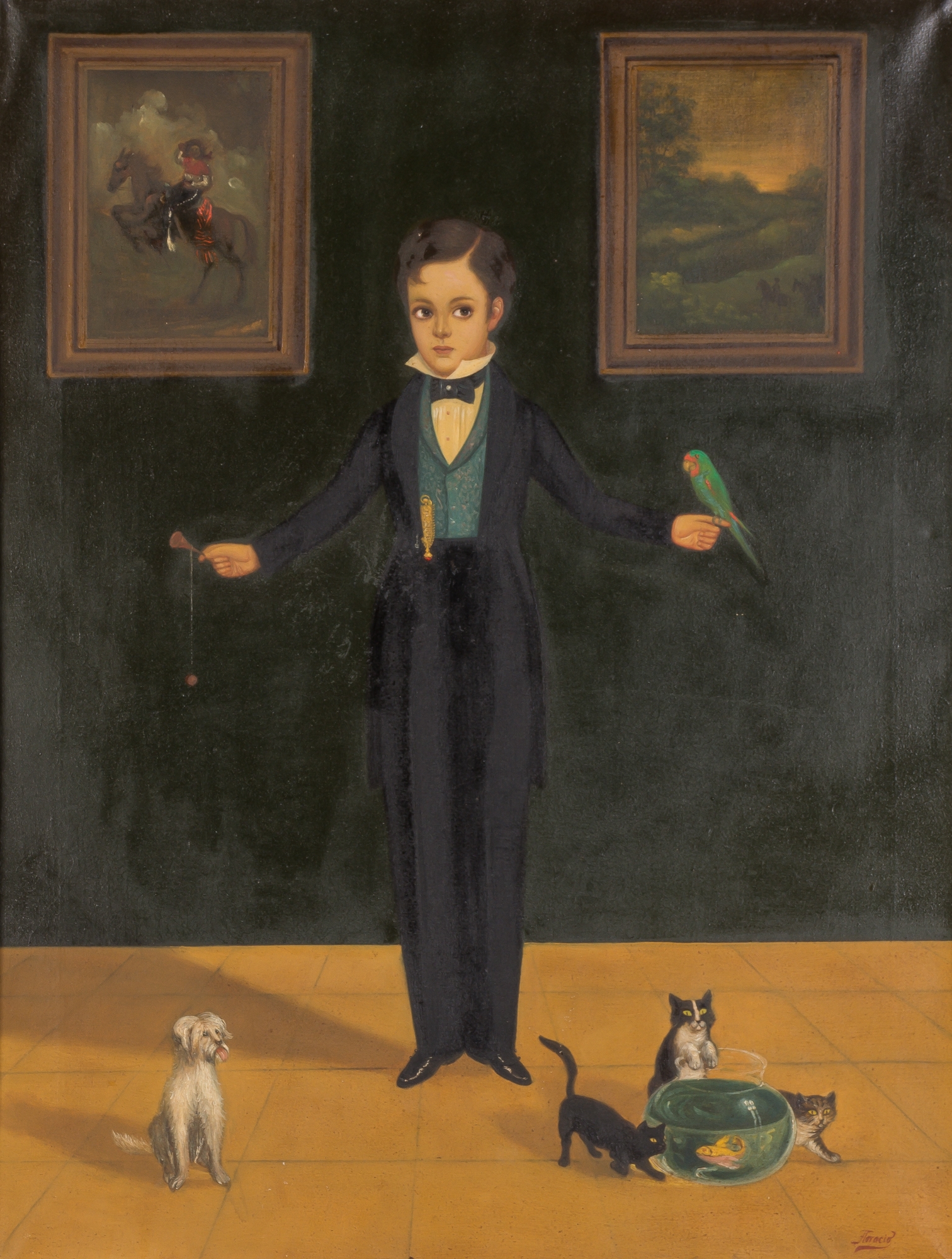 Horacio Rentería Rocha | GIRL WITH CHICKENS (Circa 1960) | MutualArt