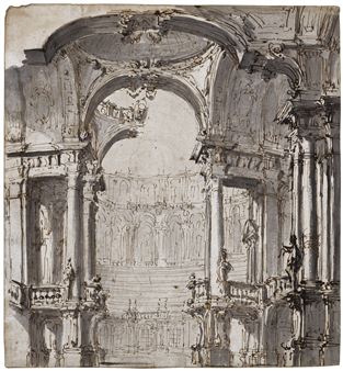 Giuseppe Galli Bibiena | A Circular Courtyard And Colonnade: Design For ...